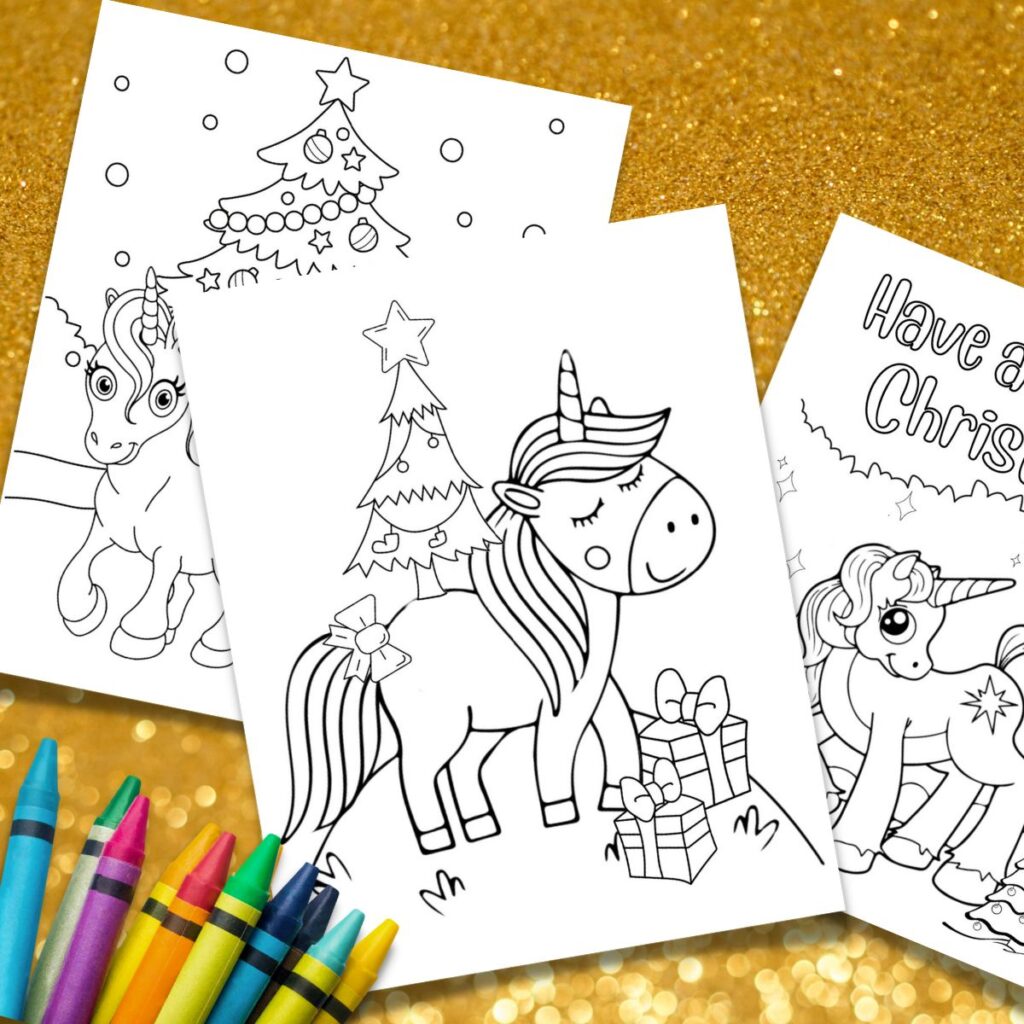 Free Christmas Unicorn Coloring Pages - Craft · Share · Play