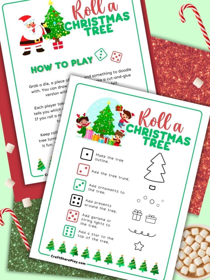 Roll a Christmas Tree Free Printable Game for Kids - Craft · Share · Play