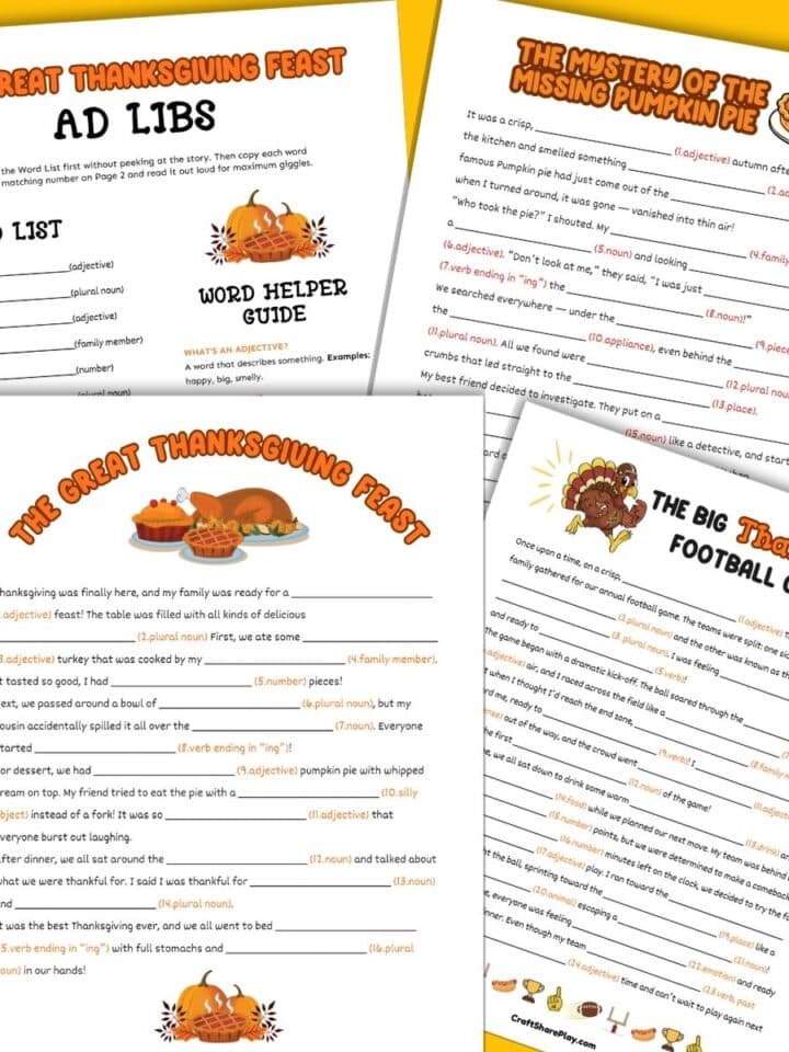 Thanksgiving Ad Libs Free Printables (Mad-Libs Style) - Craft · Share ...
