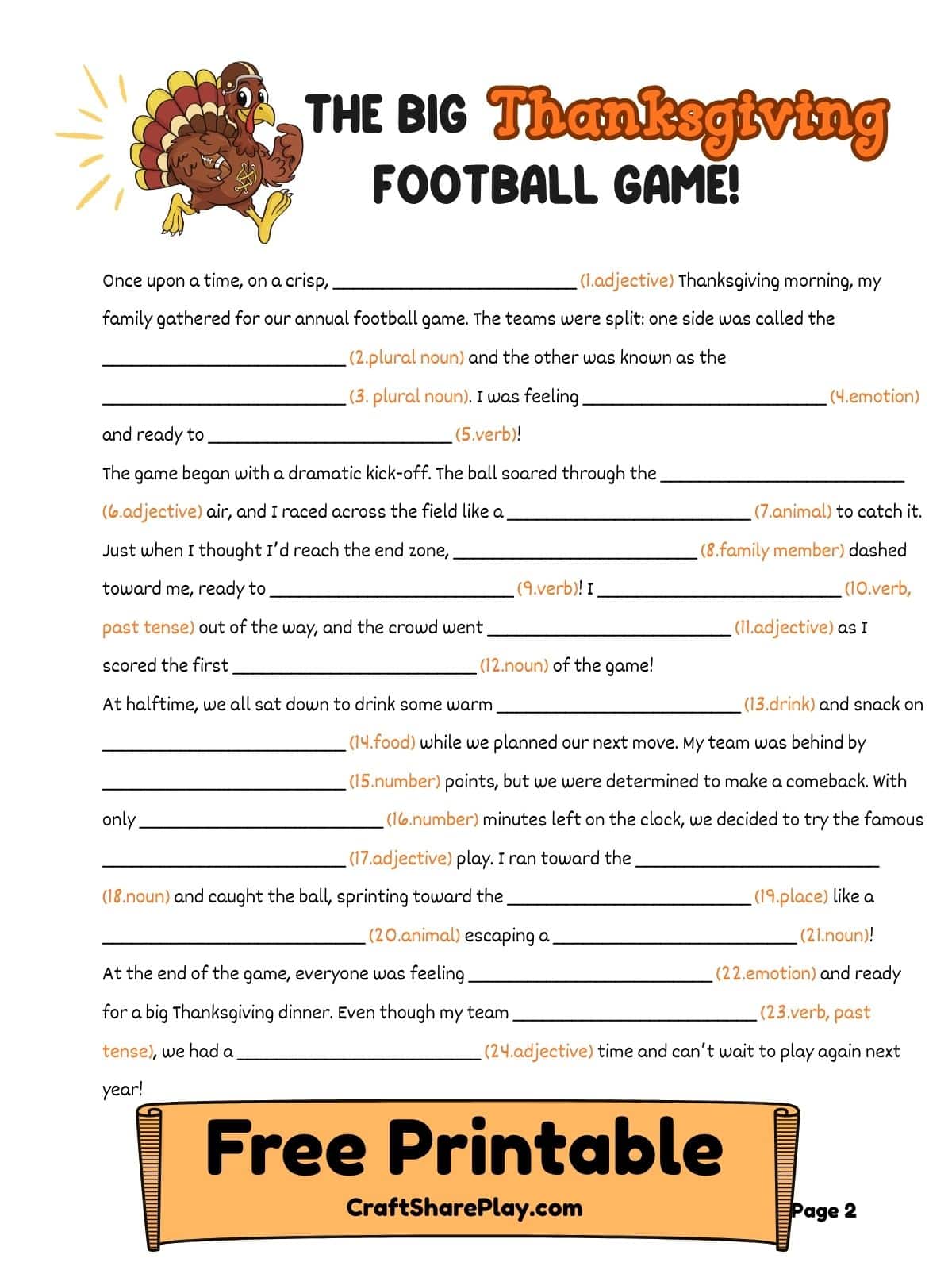 Thanksgiving Ad Libs Free Printables (Mad-Libs Style) - Craft · Share ...