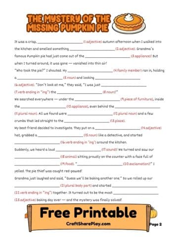 Thanksgiving Ad Libs Free Printables (Mad-Libs Style) - Craft · Share ...