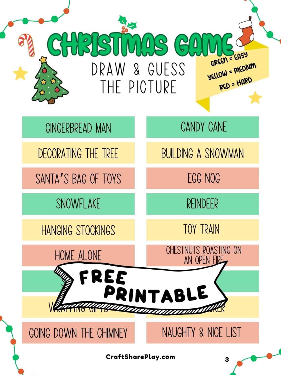 72 Christmas Printable Draw & Guess Cards (Pictionary Style) - Craft ...