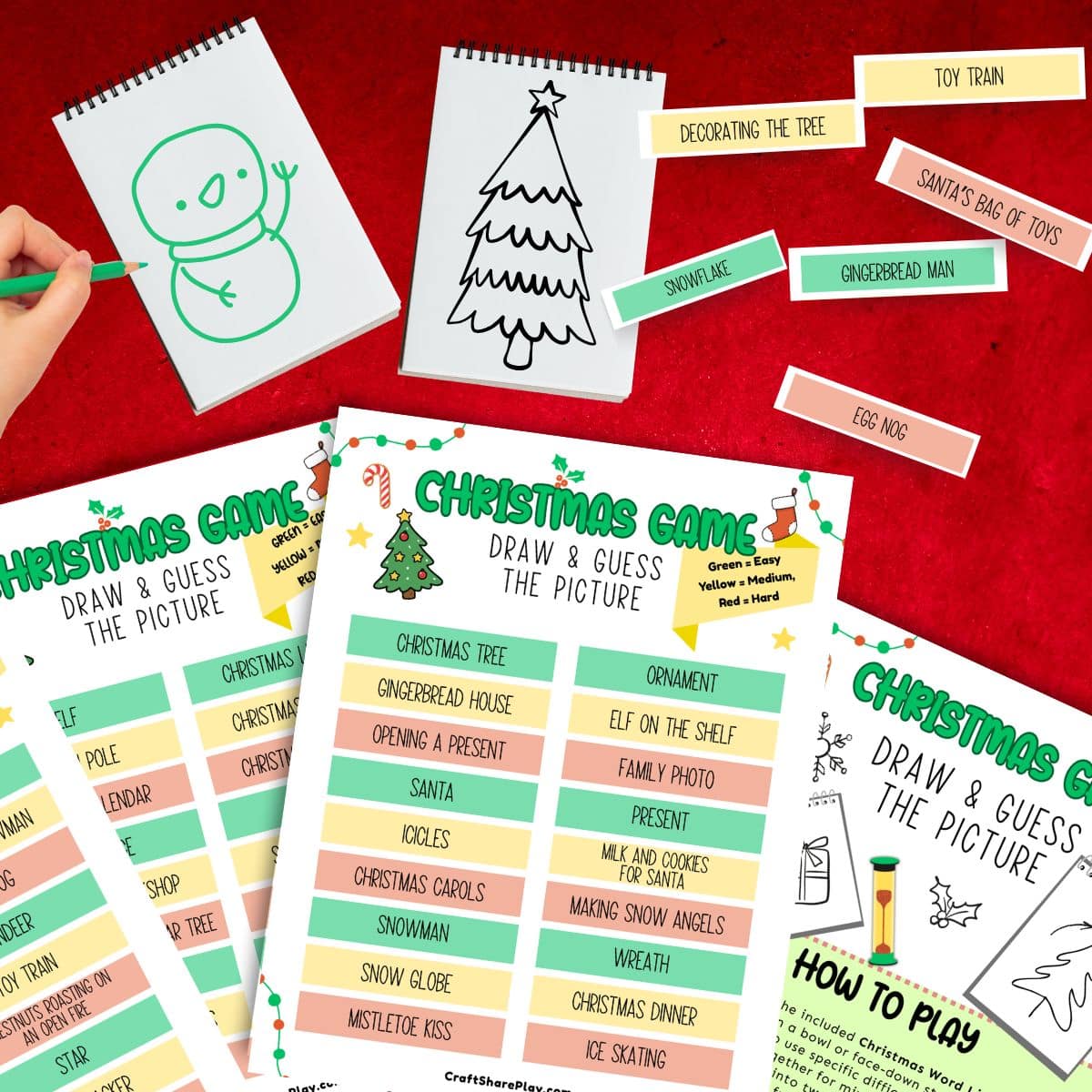 72 Christmas Printable Draw & Guess Cards (Pictionary Style) - Craft ...
