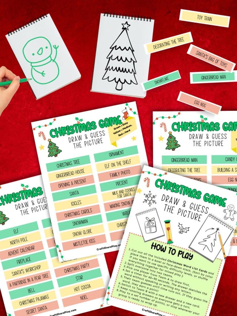 72 Christmas Printable Draw & Guess Cards (Pictionary Style) - Craft ...