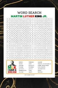 Martin Luther King Word Search: Free Printable - Craft · Share · Play