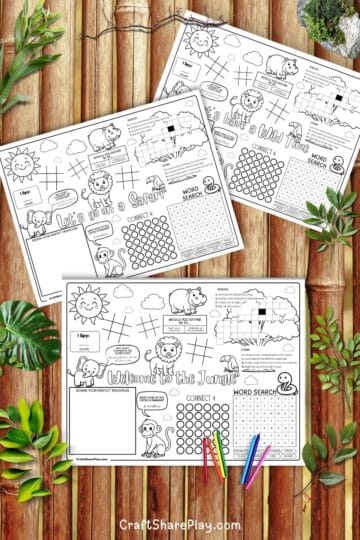 Free Printable Jungle Safari Activity Placemats for Kids - Craft ...
